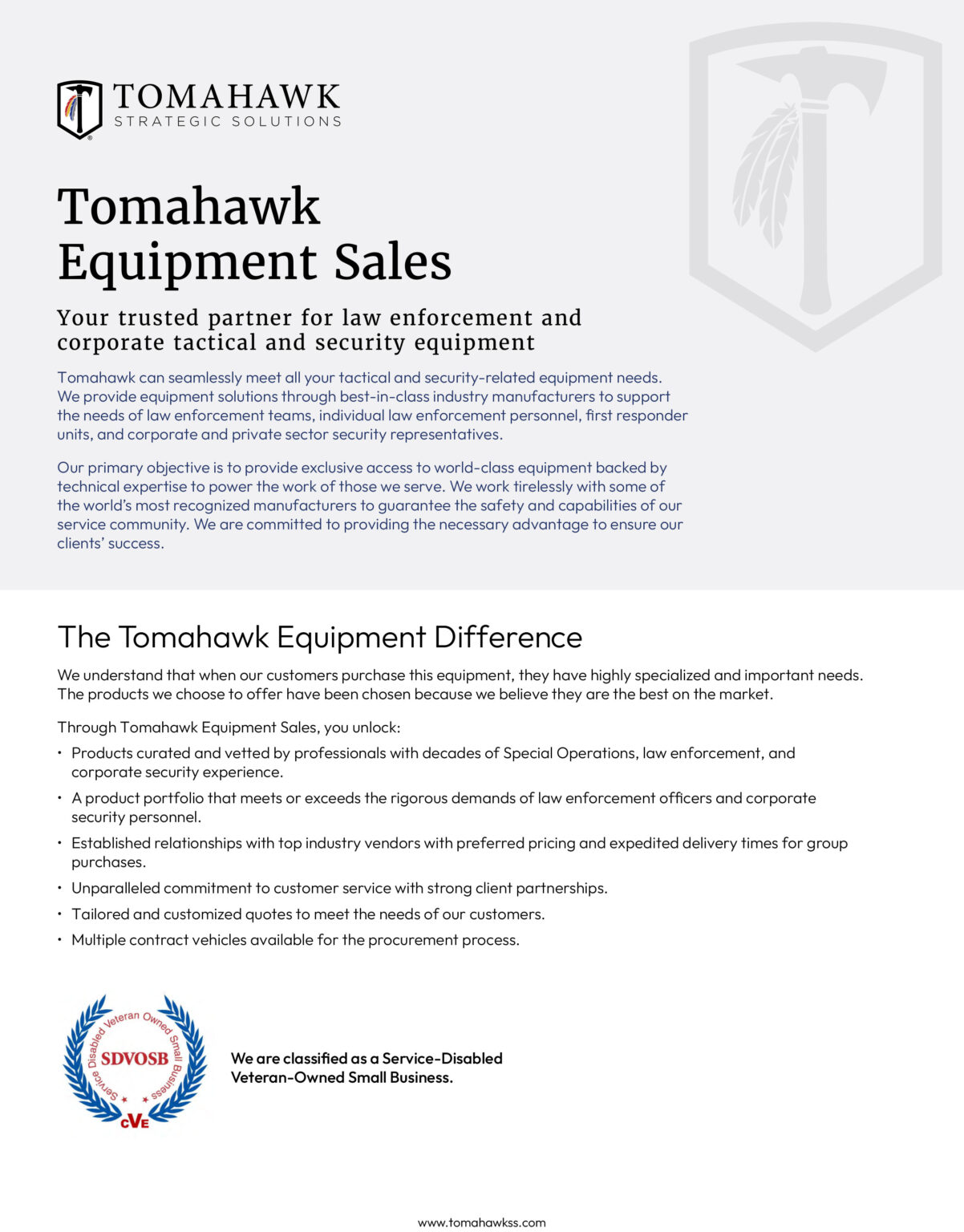 Tomahawk Equipment - TomahawkStrategicSolutions